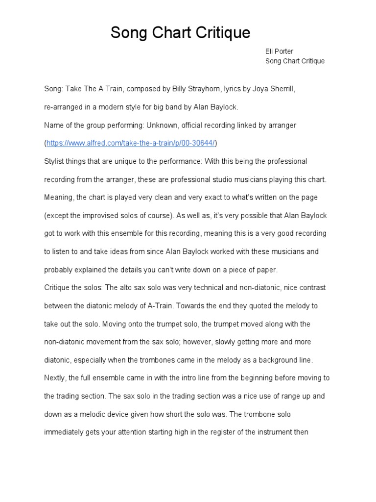 Song Chart Critique | PDF | Trumpet | Saxophone