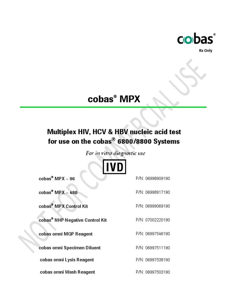 Package Insert - Cobas MPX Test, For Use On The Cobas 6800-8800 Systems | PDF | Hepatitis C | Hiv