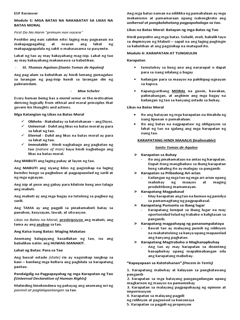 ESP 9 Reviewer 2nd QTR | PDF
