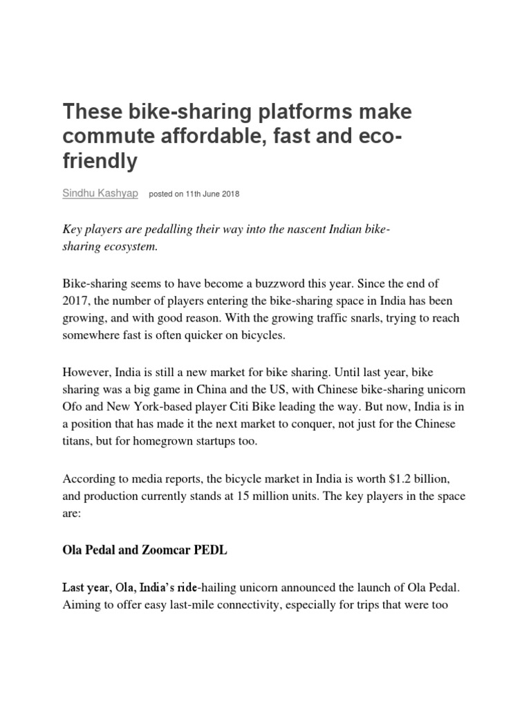 These Bike-Sharing Platforms Make Commute Affordable, Fast and Eco ...