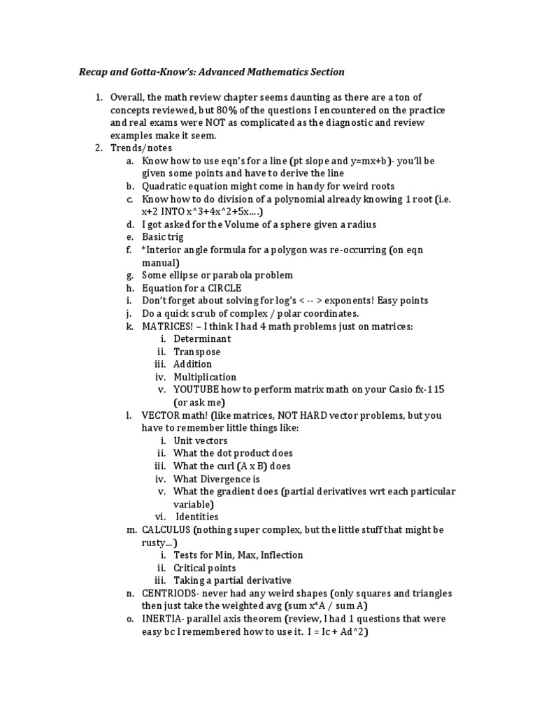 Review Notes For FE Exam | PDF | Matrix (Mathematics) | Complex Number