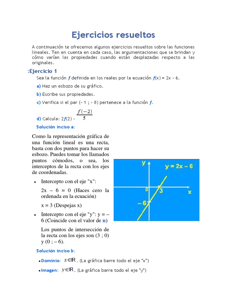 Ejercicios Sobre Funcion Lineal | PDF | Pendiente | Línea (geometría)