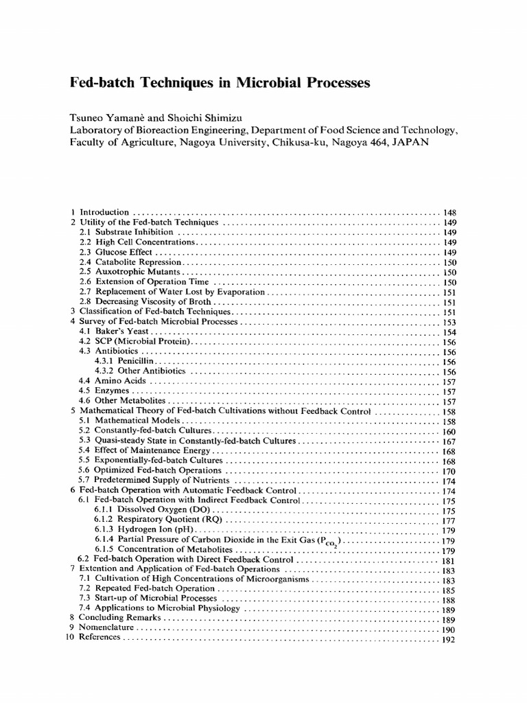 Fed-Batch Techniques in Microbial Processes | PDF | Biology | Life Sciences