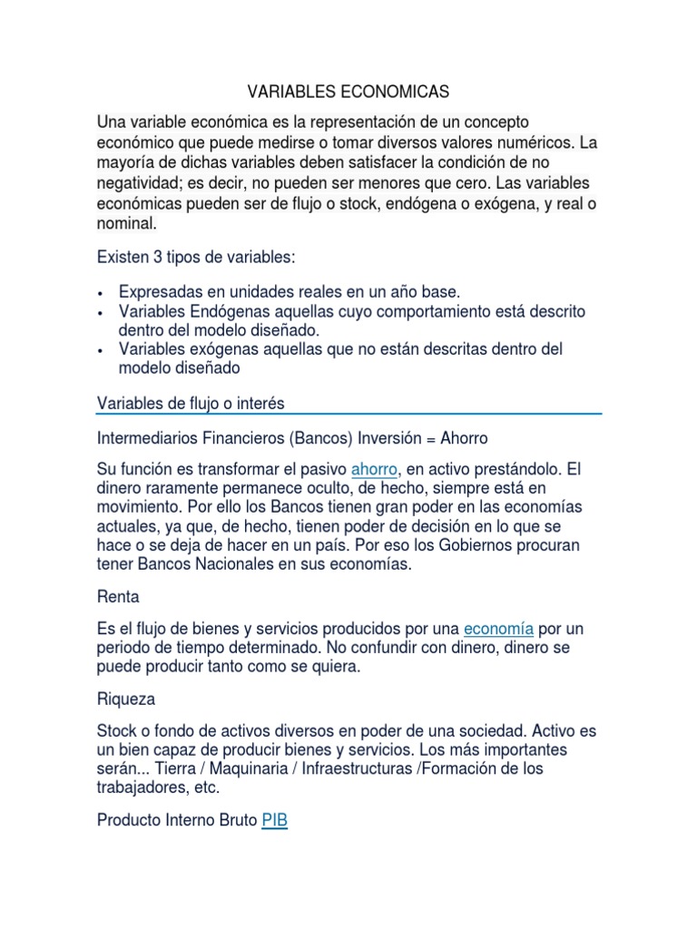 Variables Economicas y Tipos de Mercado | PDF | Monopolio | Balance de ...