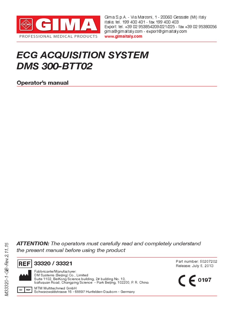 ECG ACQUISITION SYSTEM DMS 300-BTT02 Manual de Operaciones | PDF | Hertz | Transmitter