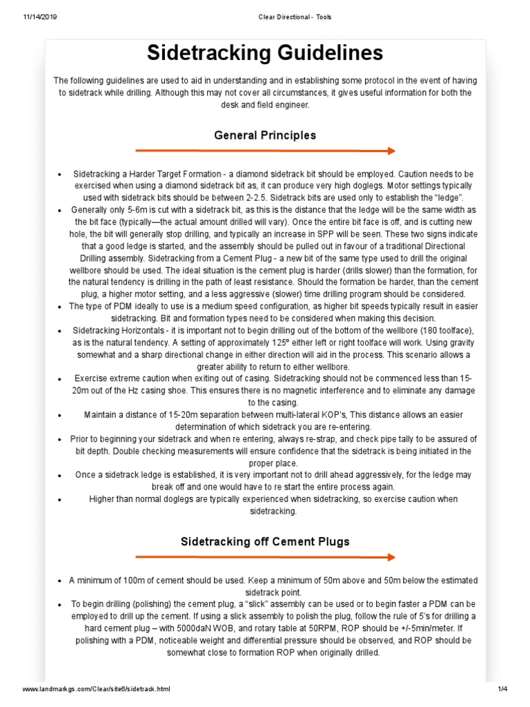 Sidetracking Guidelines: General Principles | PDF | Casing (Borehole ...
