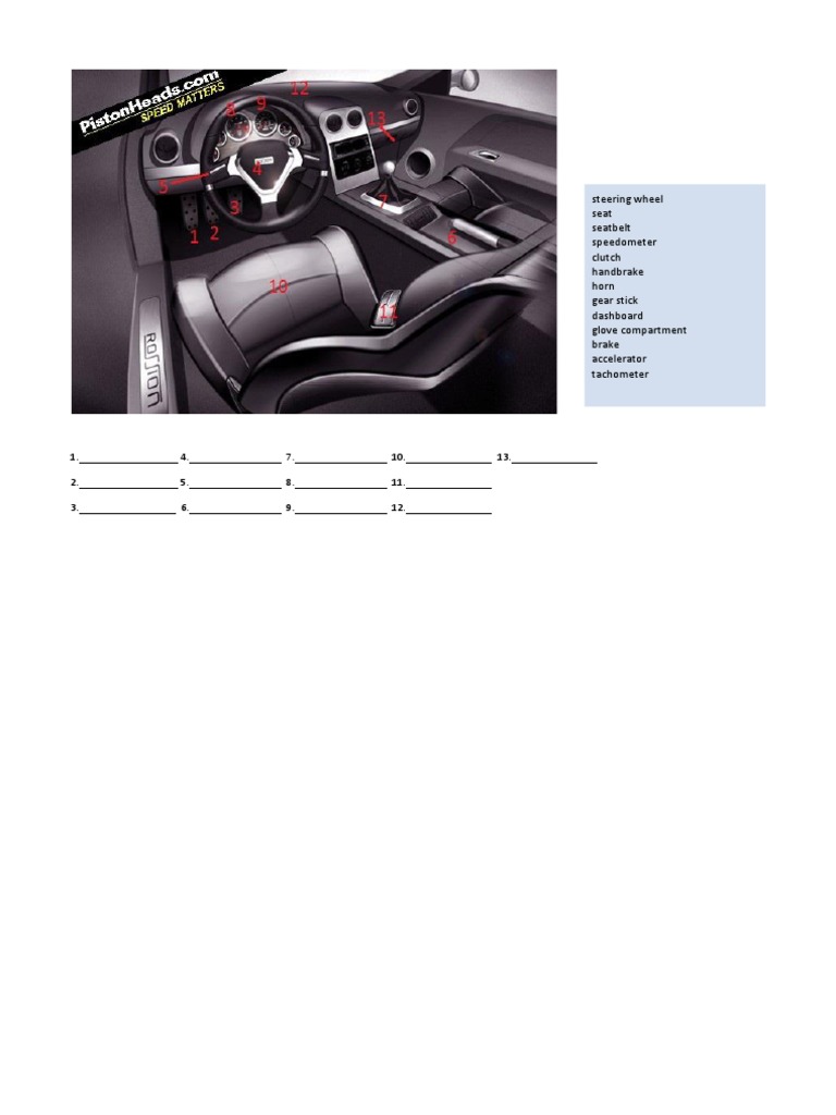 Steering Wheel Seat Seatbelt Speedometer Clutch Handbrake Horn Gear ...