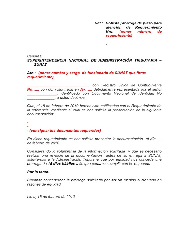 Solicitud de Prorroga | PDF