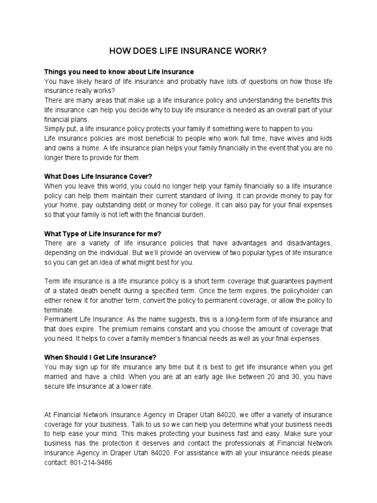 How Does Life Insurance Work? | PDF | Life Insurance | Corporate Governance