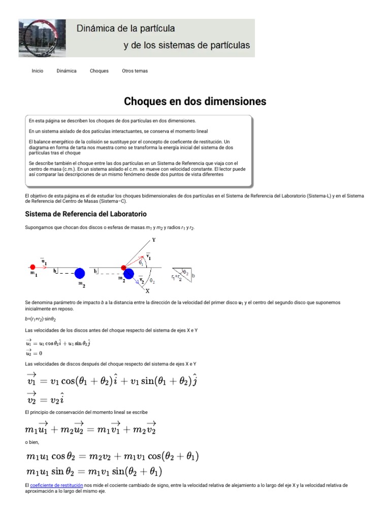 Choques en Dos Dimensiones | PDF | Masa | Velocidad