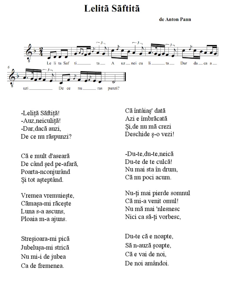 Lelita Saftita de Anton Pann | PDF