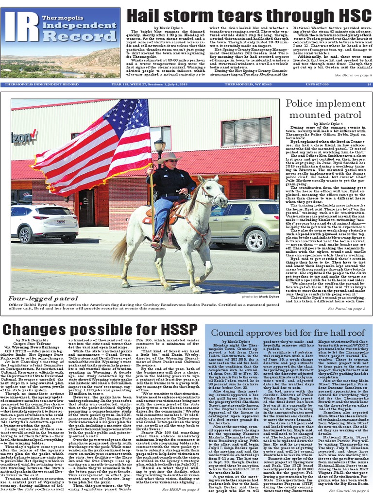 7.4.19 Thermopolis Independent Record | PDF | Driving Under The ...