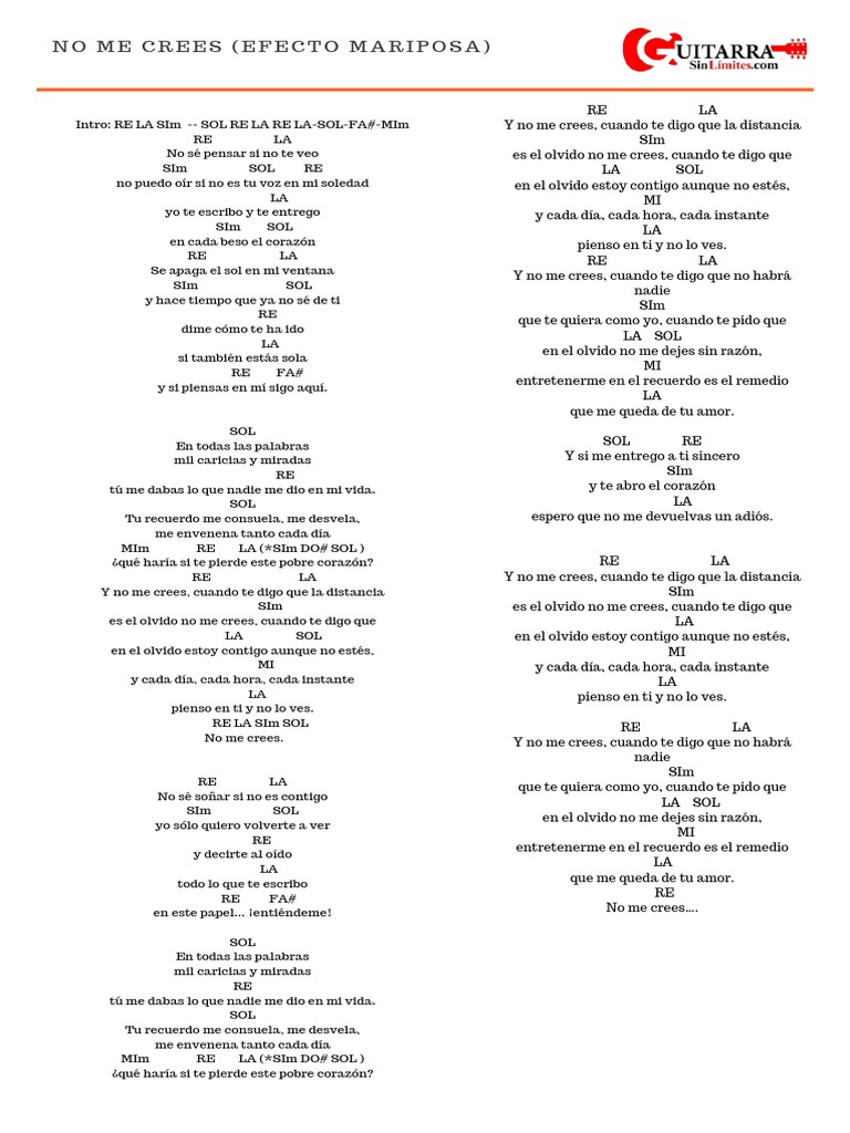 No Me Crees Acordes | PDF