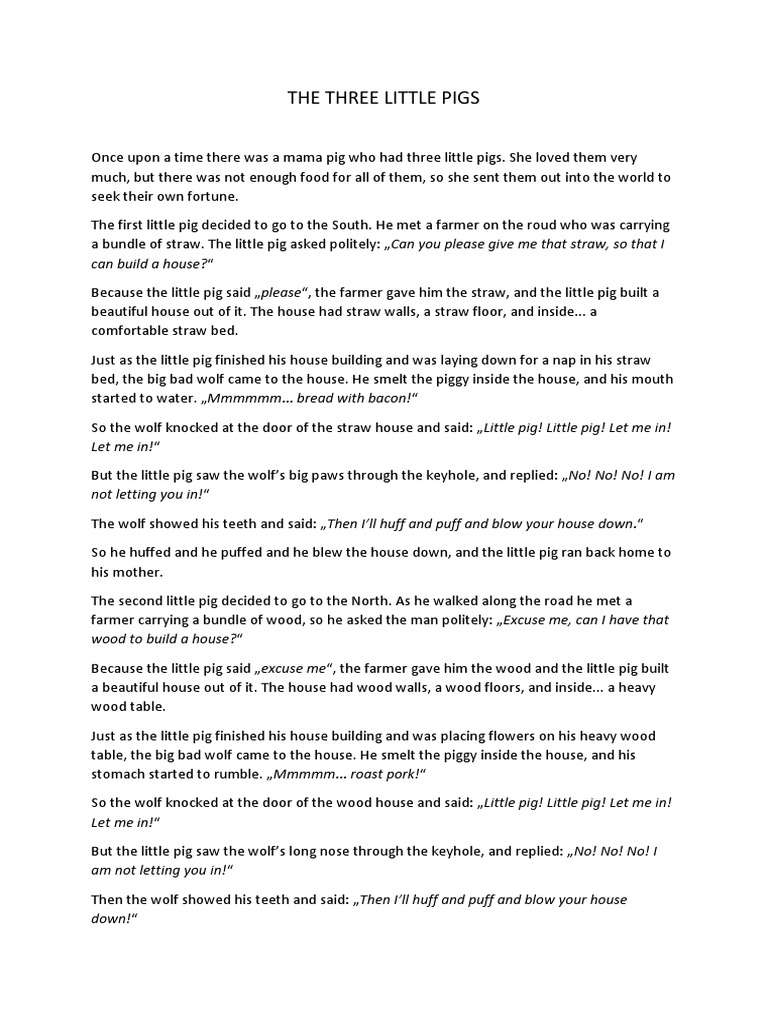 Reading - The Three Little Pigs | PDF