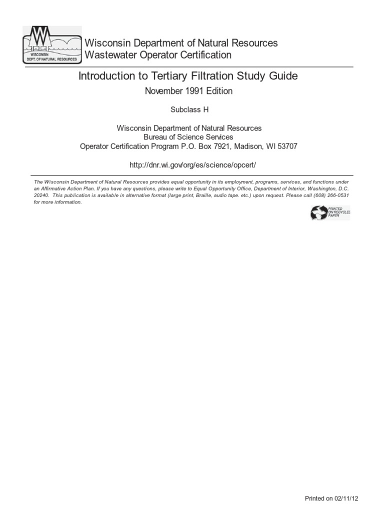Introduction To Tertiary Filtration Study Guide | PDF | Filtration ...
