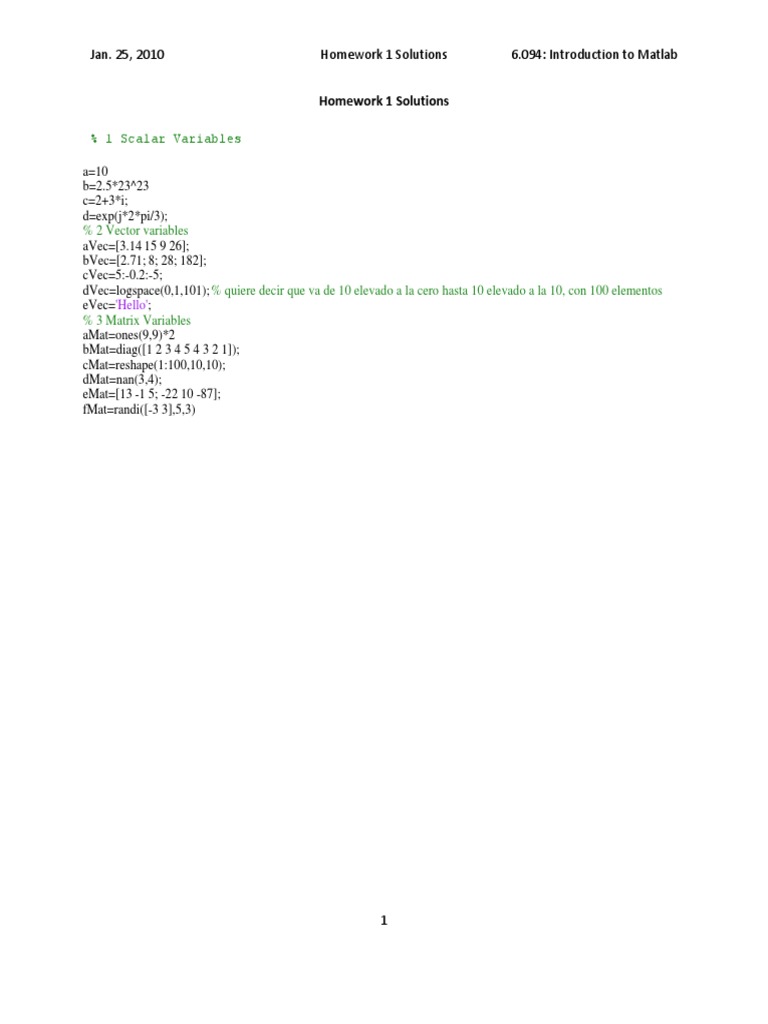 Matlab Homework 1 Solutions | PDF | Series (Mathematics) | Calculus