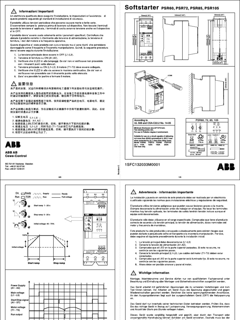 Technical specifications and installation diagram for PSR series soft ...