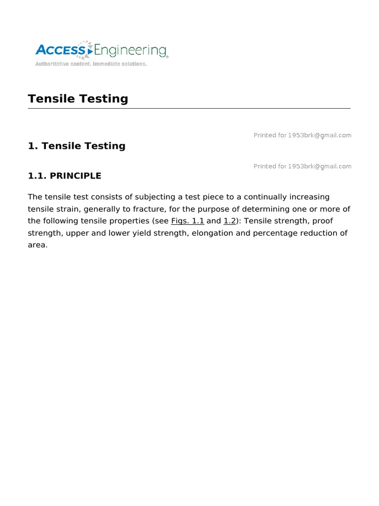 Testing of Metals PDF | PDF | Strength Of Materials | Yield (Engineering)