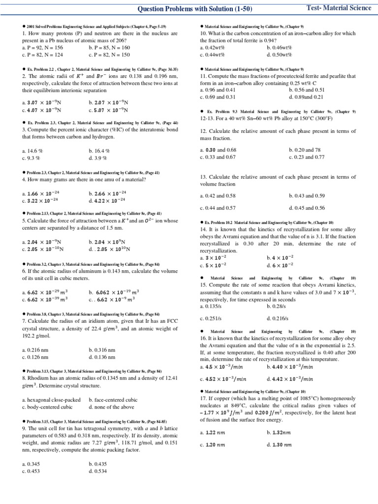 Mat Sci Problems and Solution - Group-8 PDF | PDF | Ultimate Tensile ...
