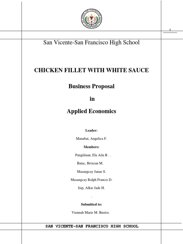 San Vicente-San Francisco High School: Chicken Fillet With White Sauce ...