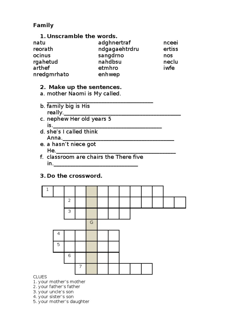 Family Vocabulary and Activities Guide | PDF | Language Arts & Discipline