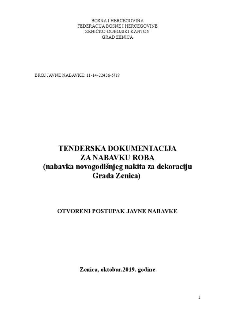 Tenderska Dokumentacija | PDF