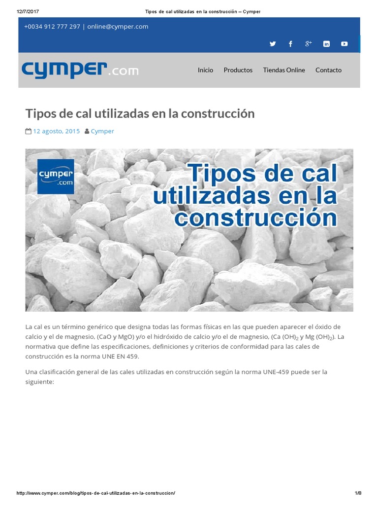 Tipos de Cal PDF | PDF | Procesos industriales | Elementos químicos