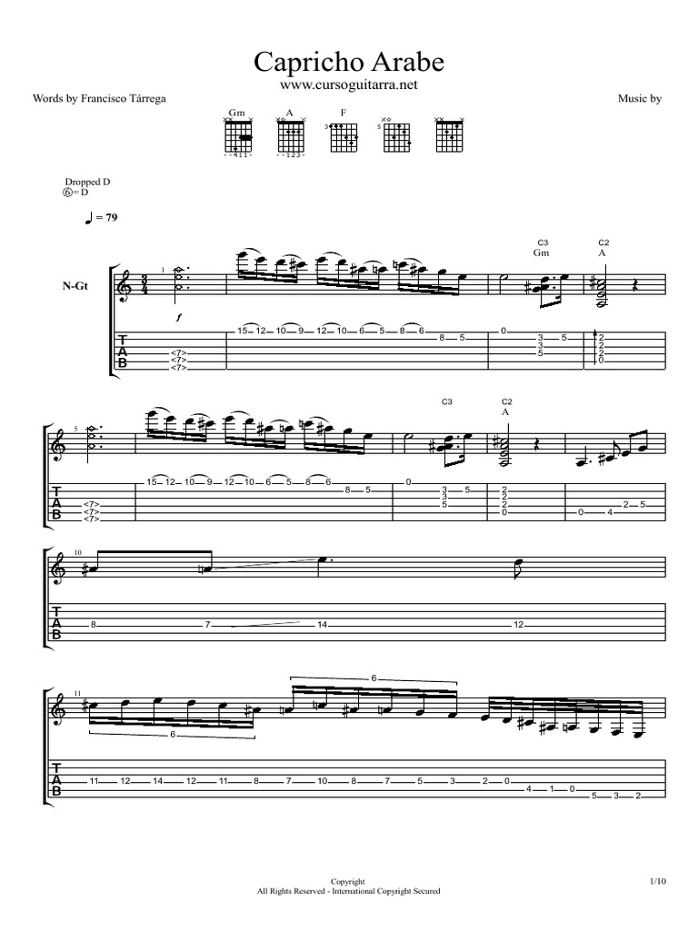 Capricho Arabe F.tarrega | PDF | Guitarra clásica