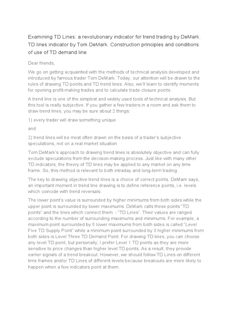 Examining TD Lines - Conditions of Use of TD Demand Line PDF | PDF ...