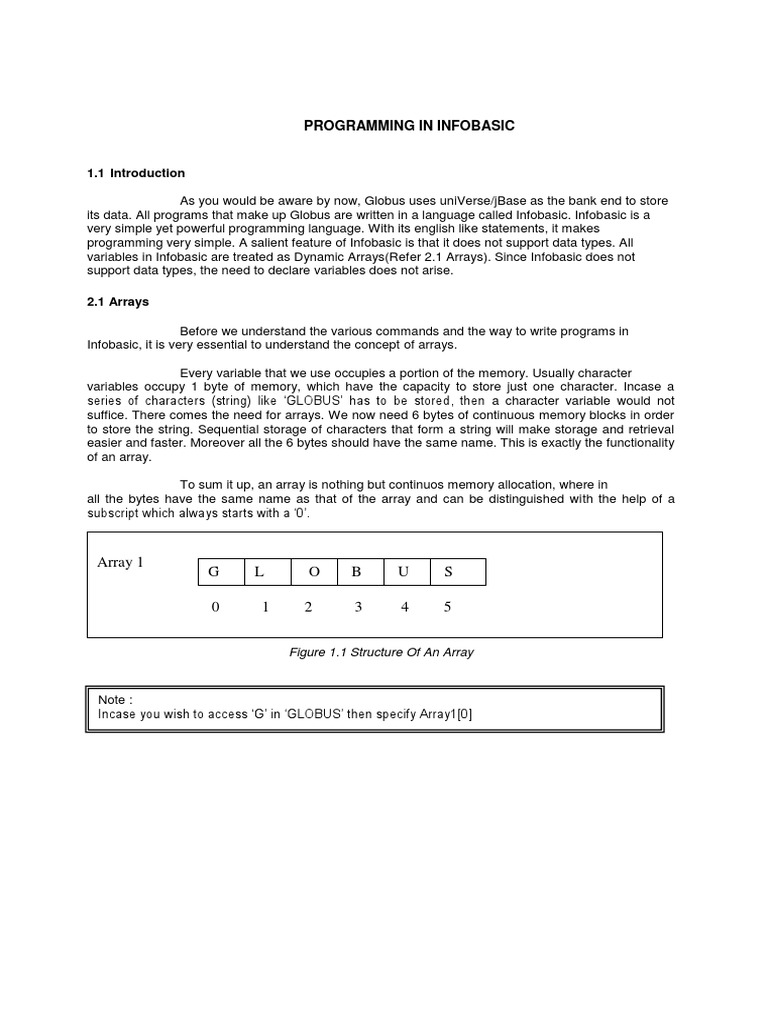 Programming in Infobasic PDF | PDF | Array Data Structure | Control Flow