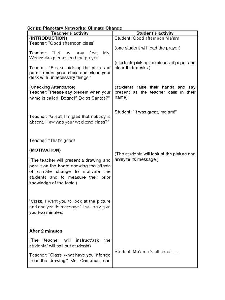 Climate Change Role Play Script | PDF | Climate | Natural Environment