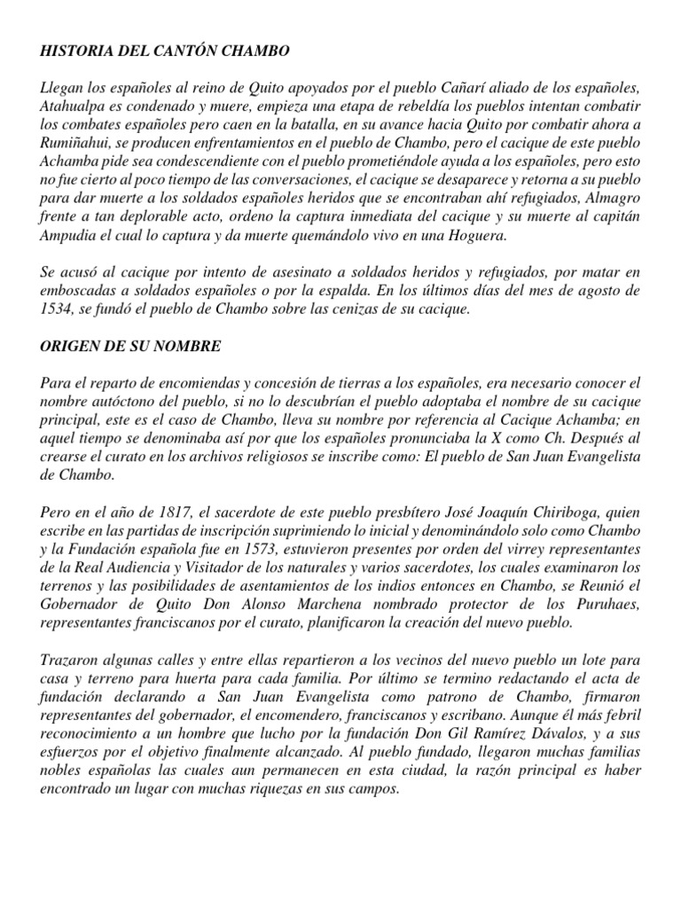 Historia de Chambo | PDF | España | Agitación