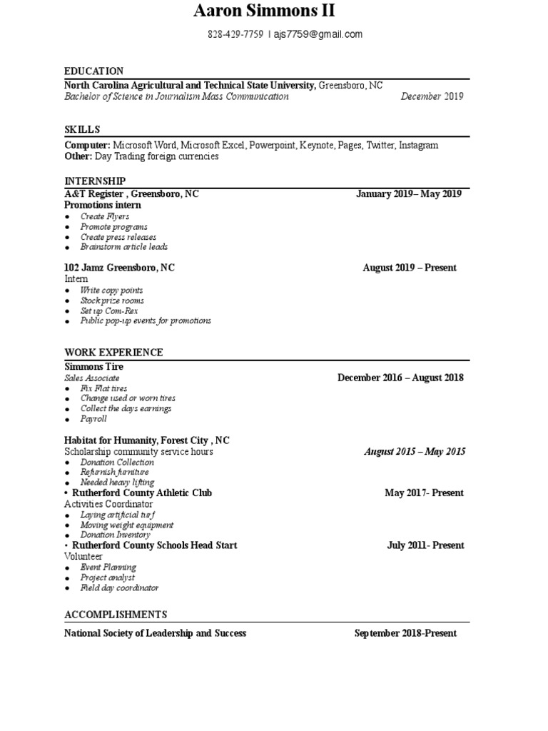 Aspiring Media Professional's CV | PDF