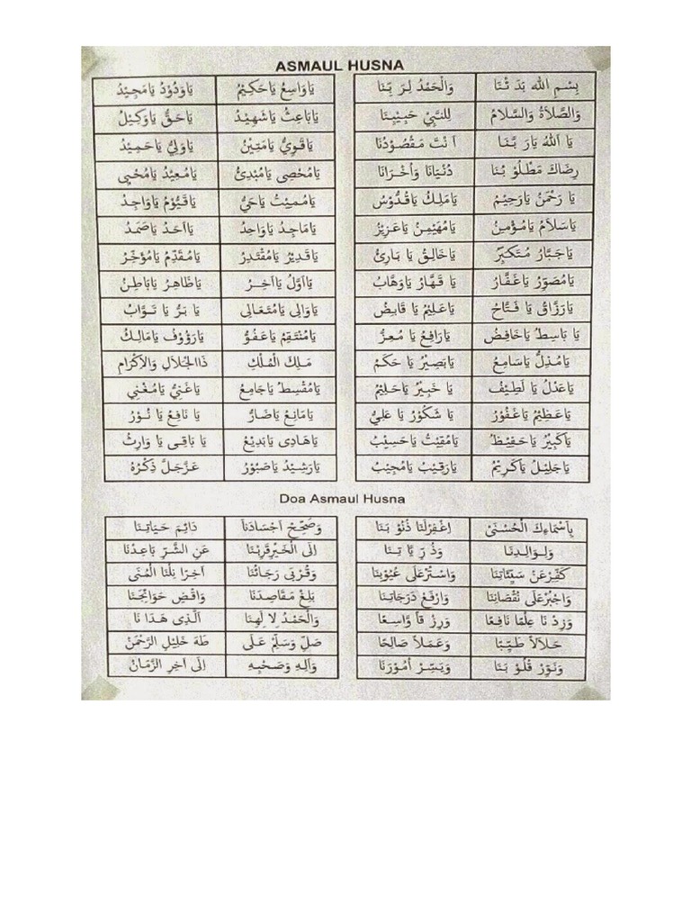 Doa Asmaul Husna | PDF