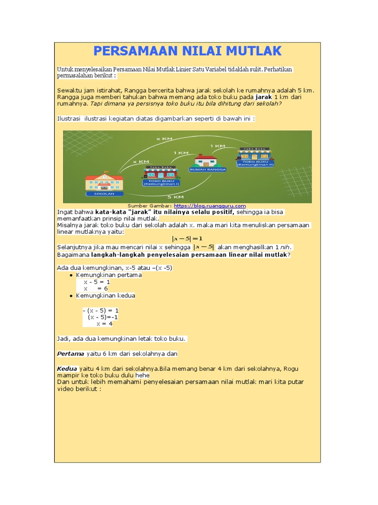 Persamaan Nilai MUtlak | PDF | Metode & Bahan Ajar
