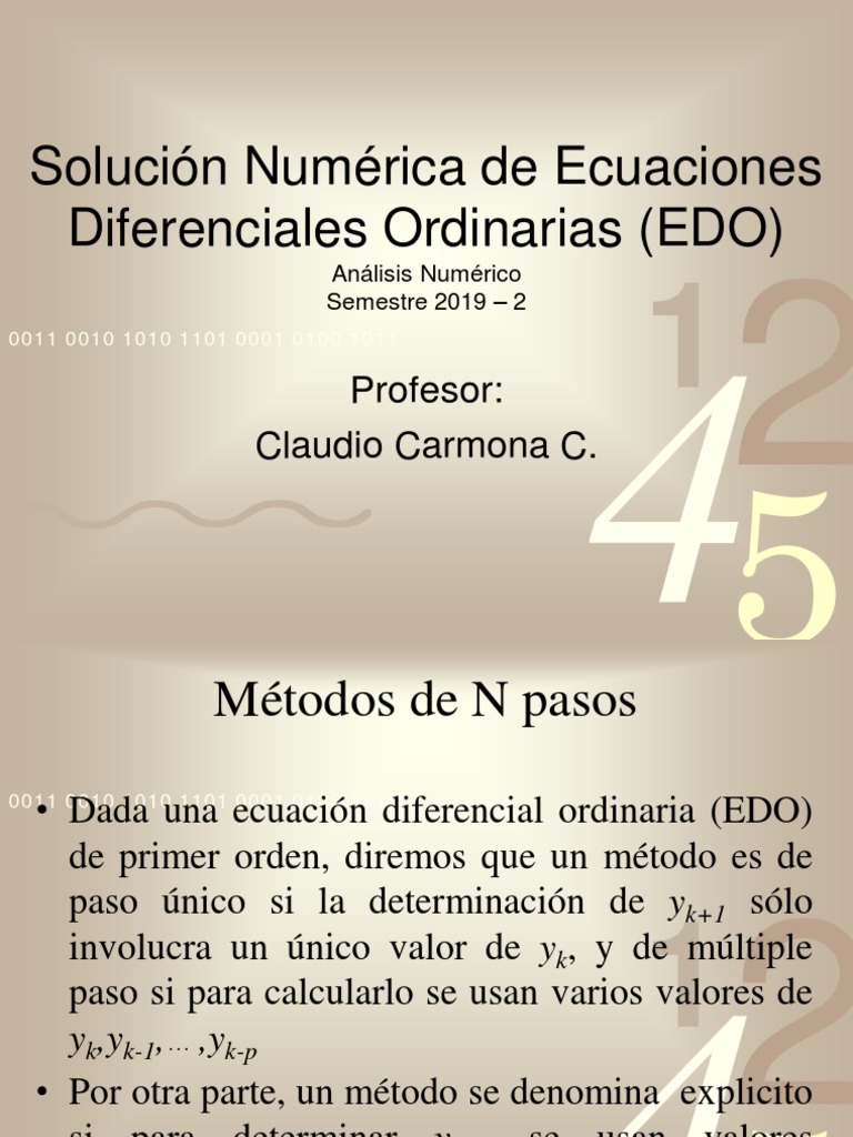 Solución Numérica de Ecuaciones Diferenciales Ordinarias | PDF ...