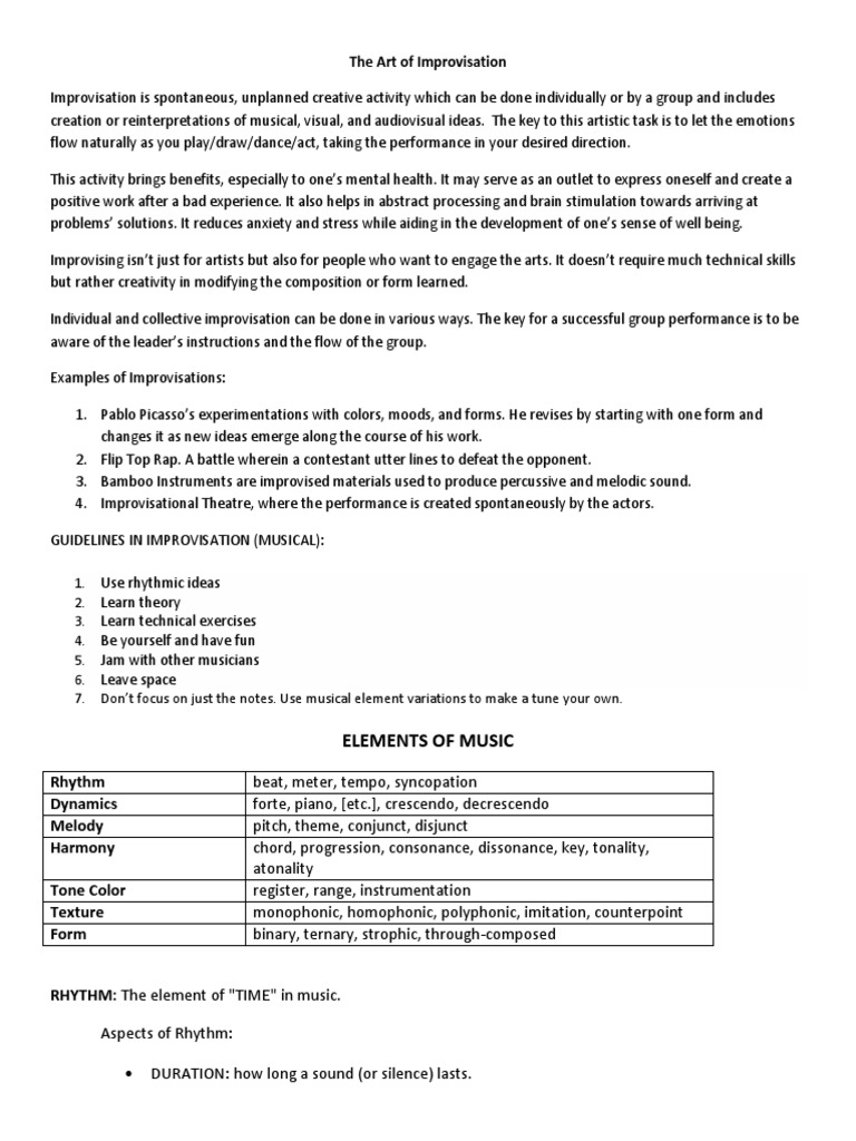 The Art of Improvisation | PDF | Harmony | Melody