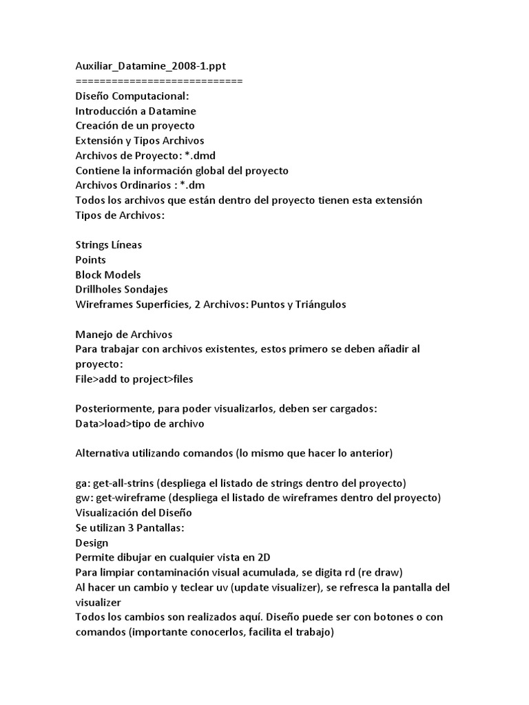 Comando Datamine | PDF | Minería | Software