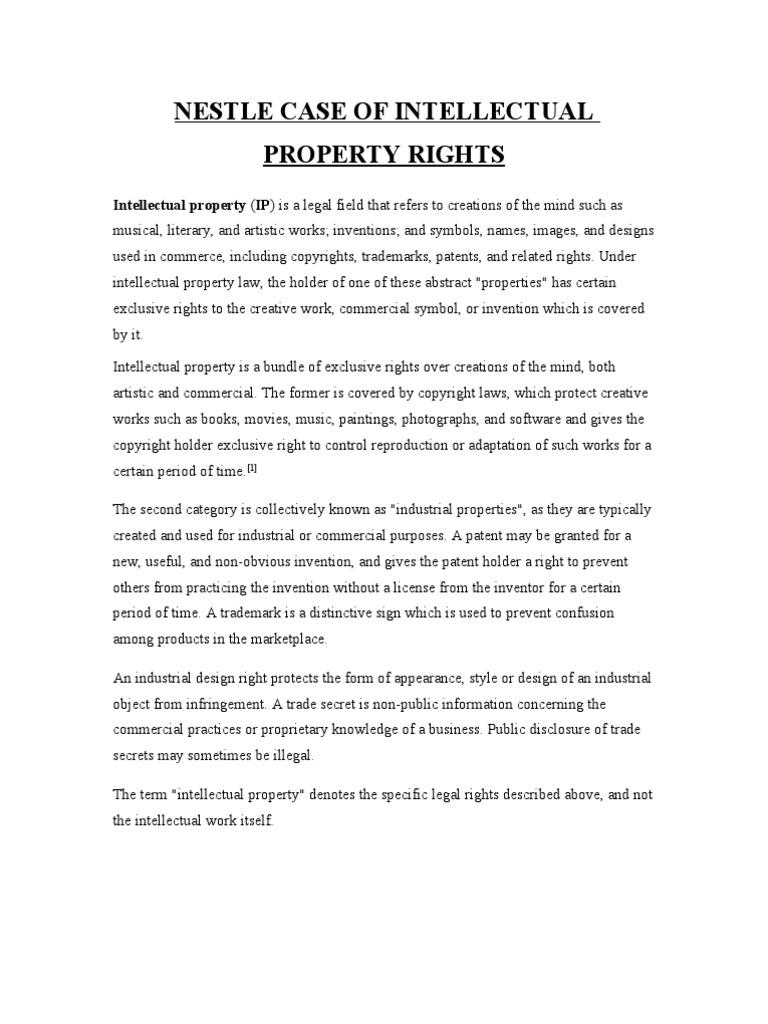 IPR Case | PDF | Nestlé | Intellectual Property