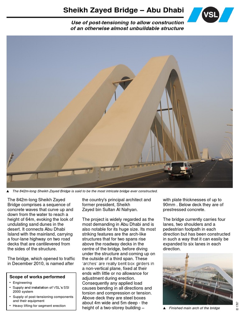 Sheikh Zayed Bridge - Abu Dhabi | PDF | Bridge | Prestressed Concrete