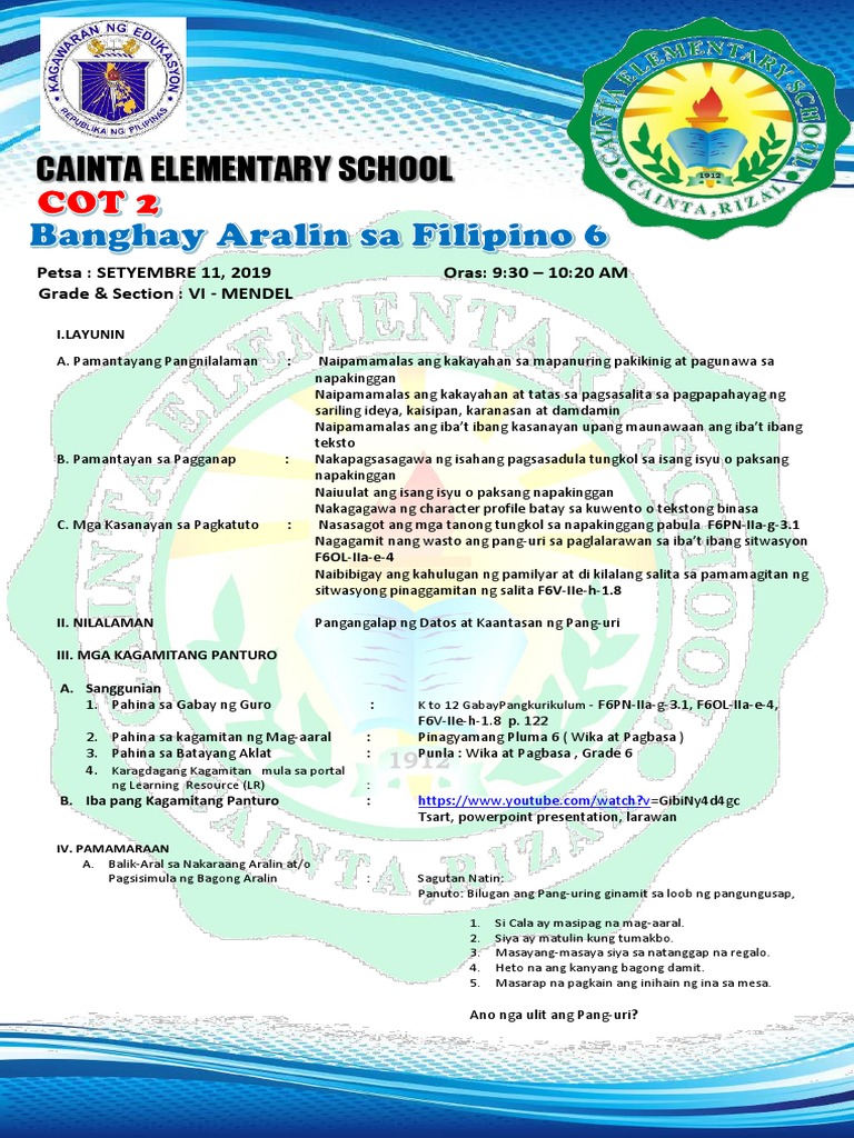 Cot 2 Filipino 6 Q2 | PDF