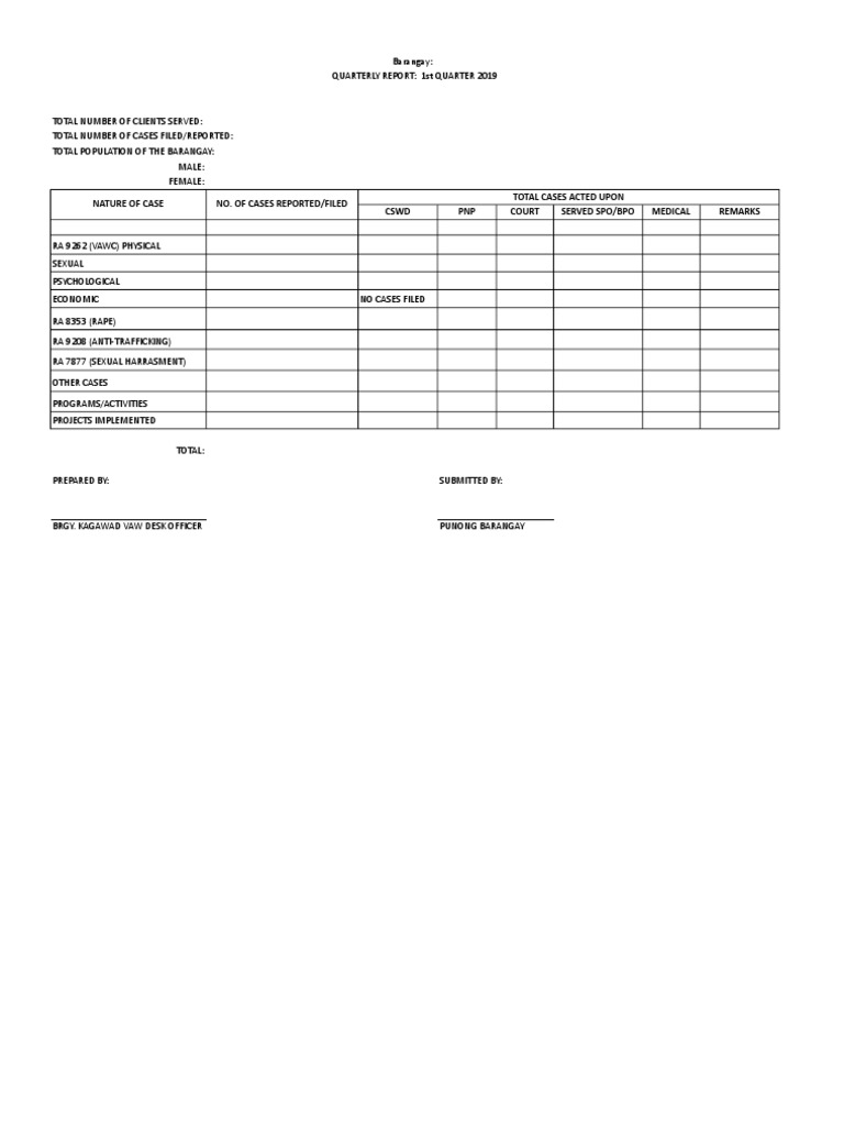 Vawc Quarterly Report | PDF