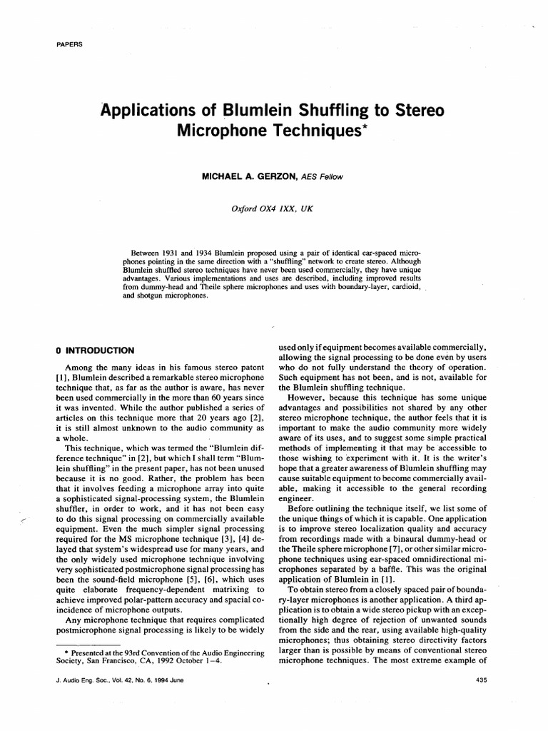 Applications of Blumlein Shuffling To Stereo Microphone Techniques ...