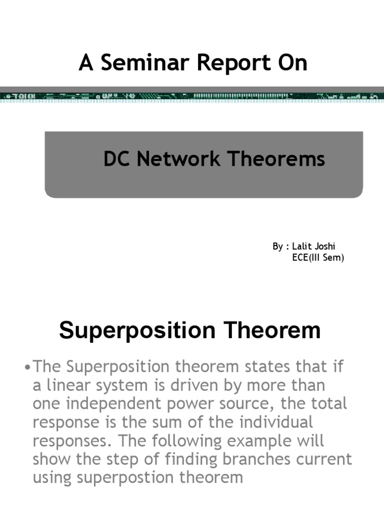 DC Network Theorems | PDF | Electrical Network | Physical Quantities