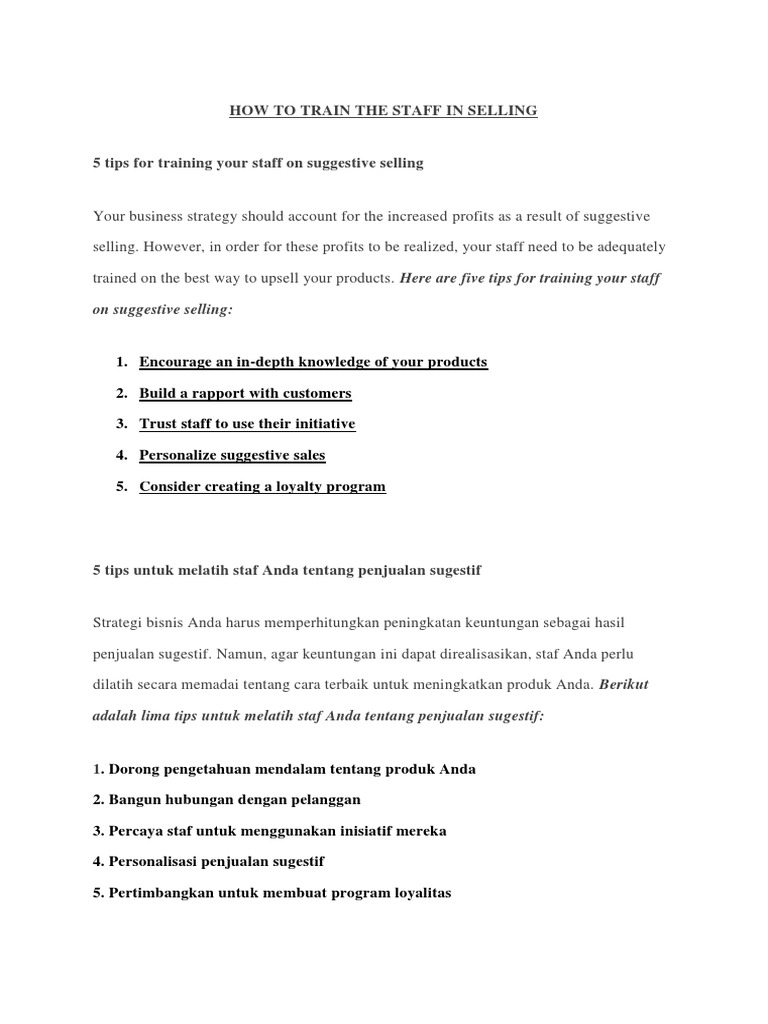 Five Tips for Training Retail Staff on Effective Suggestive Selling ...