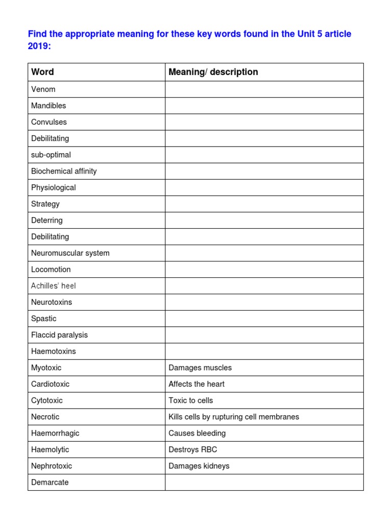 Key Words Phrases Student Task | PDF