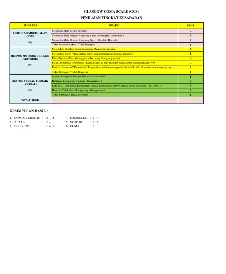 Glasgow Coma Scale | PDF