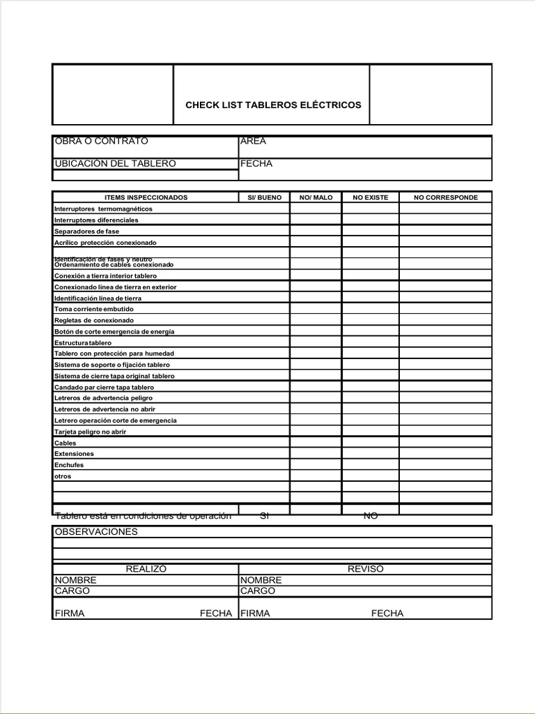 Dokumen - Tips Check List Tablero Electrico | PDF