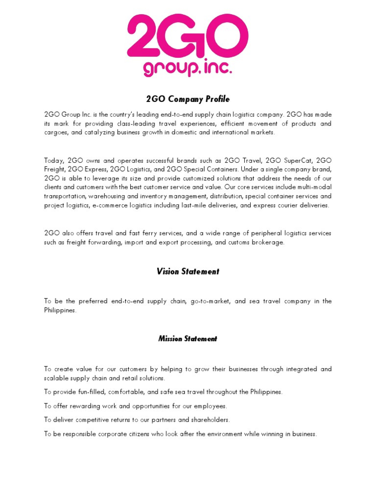 Part II 2GO-Company-Profile | PDF | Warehouse | Logistics