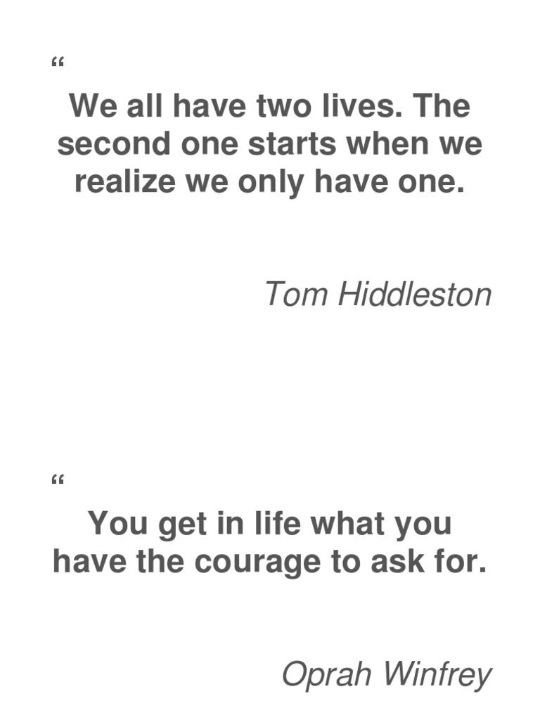 We All Have Two Lives Saying | PDF